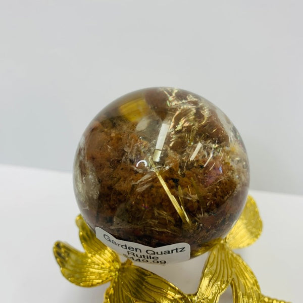 Garden Quartz / Lodolite / Phantom Quartz Crystal Sphere with Rutile ...