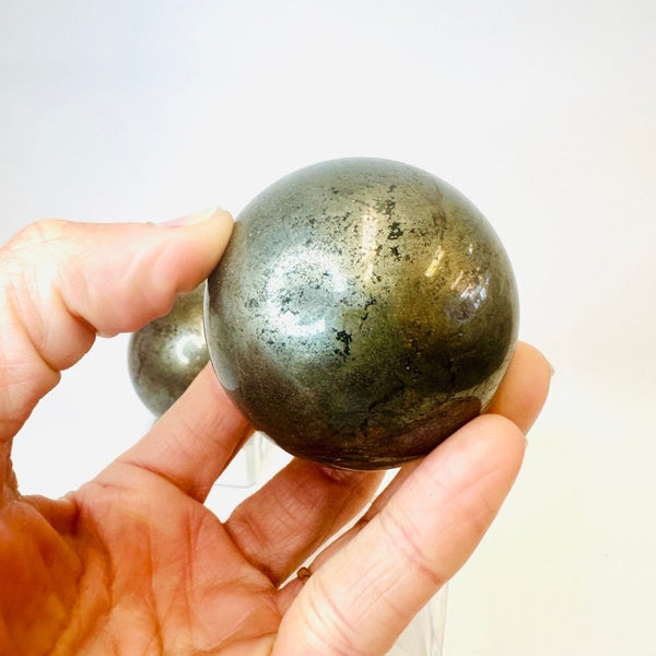Pyrite Crystal Sphere 420 grams | 5.5 cm - Ai Ne crystal