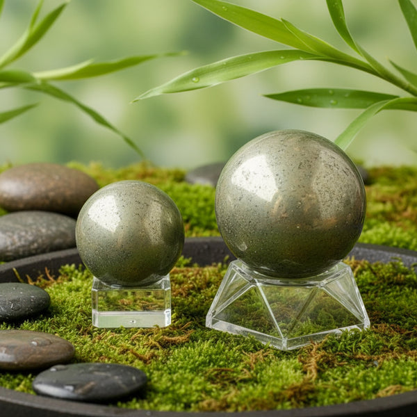 Pyrite Crystal Sphere 420 grams | 5.5 cm - Ai Ne crystal