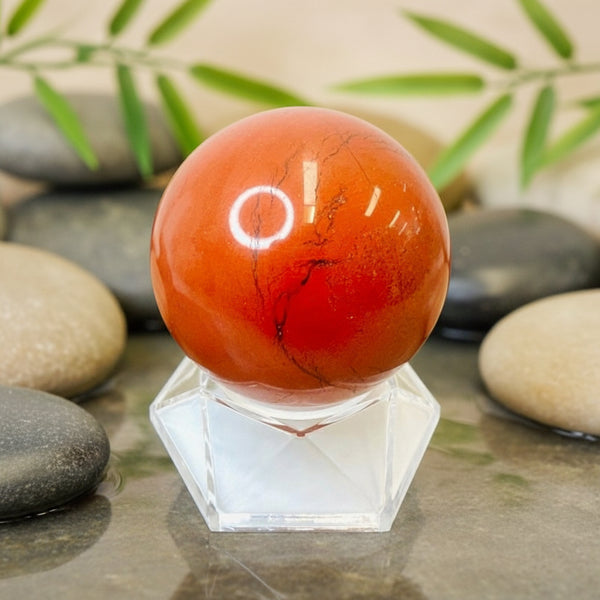Red Jasper Crystal Sphere 6.5cm | 360 grams - Ai Ne jasper