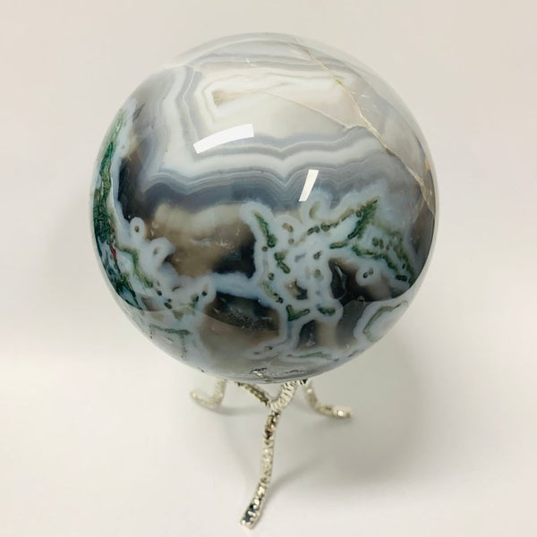 Moss Agate Crystal Sphere 7cm - Ai Ne crystal